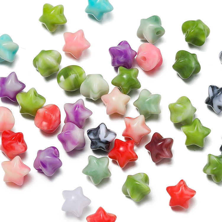 St. kunkka 20Pcs Acrylic Five-pointed Star Beads Two-color Smudge Round ...