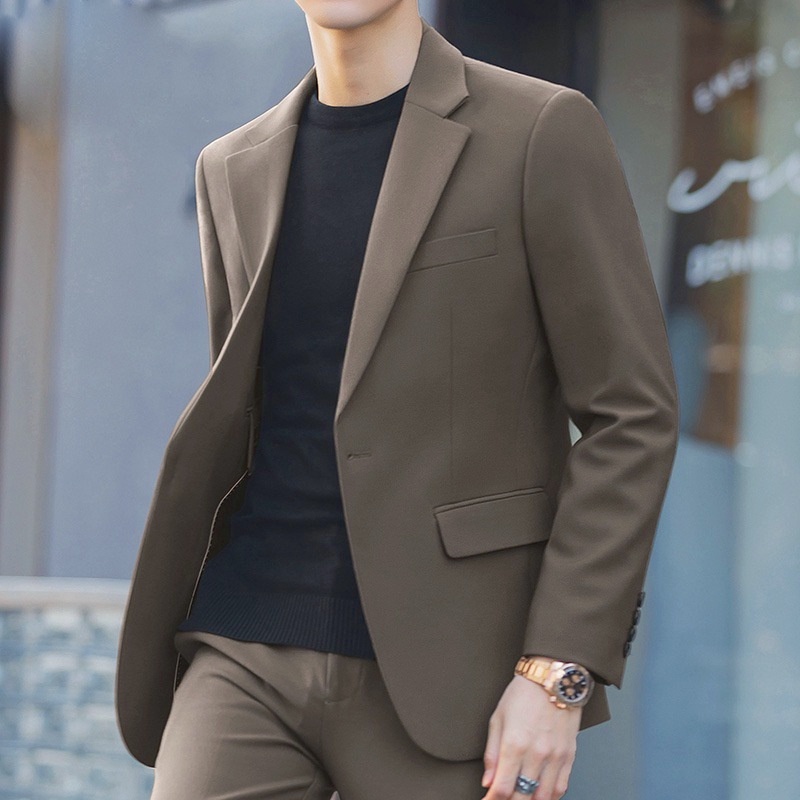 2024 New Style Coffee Color Suit Jacket Slim-fit Handsome Tuxedo Casual ...