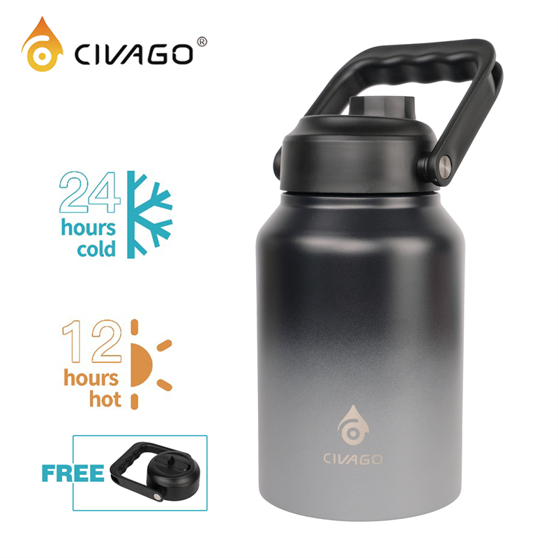 CIVAGO（64oz）Wide Mouth with Sport Lid Vacuum Insulated Tumbler Hot And Cold Drinking Water ...