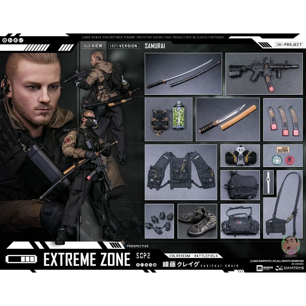 DAMTOYS 1/6 EBS002 EEXTREME ZONE Samurai SAKIFUJI CRAIG Action Figure ...