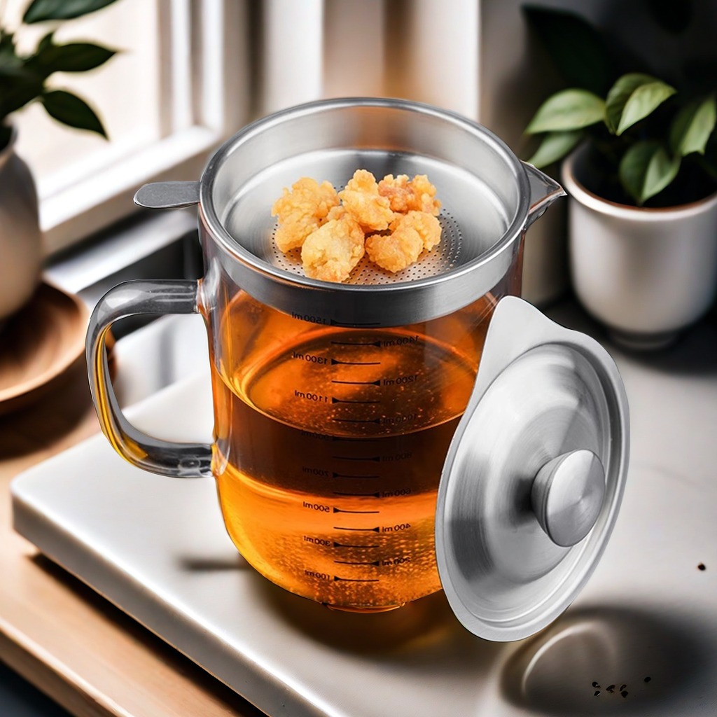 Versatile 1.1L/1.5L Kitchen Grease Bin & Fat Separator: Dishwasher Safe ...