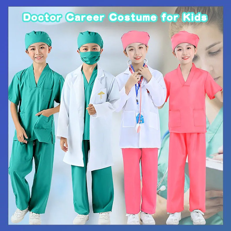 Doctor Career Costume Nurse Uniform for Kids Girl/Boy Surgeon Outfit ...