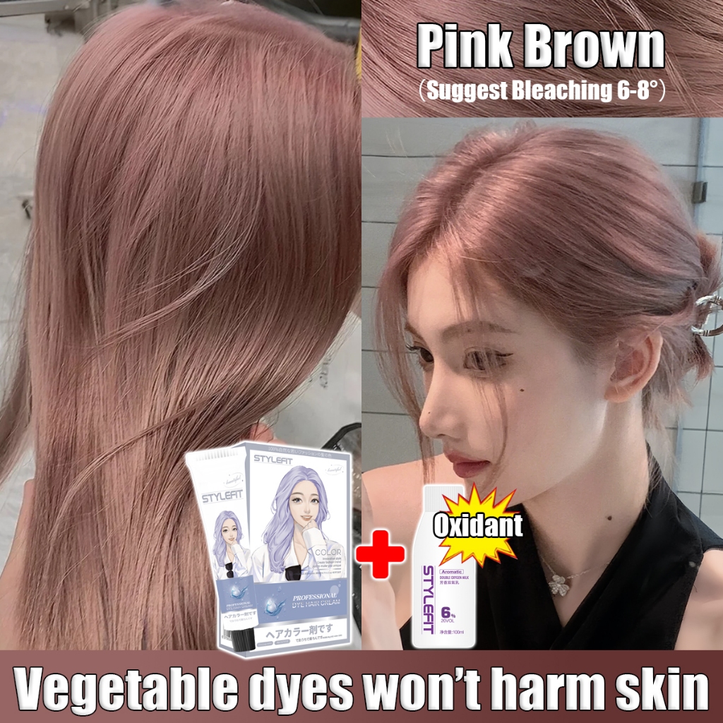 STYLEFIT Hair Color Permanent Pink Brown(100ml Hair Dye+100ml Oxidizer ...