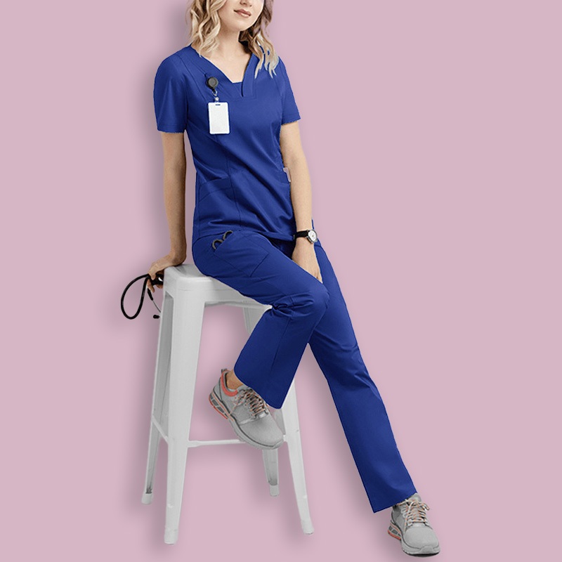 Good uniform Women's V-Neck Scrub - Quick-Drying, Straight-Leg, Elastic ...