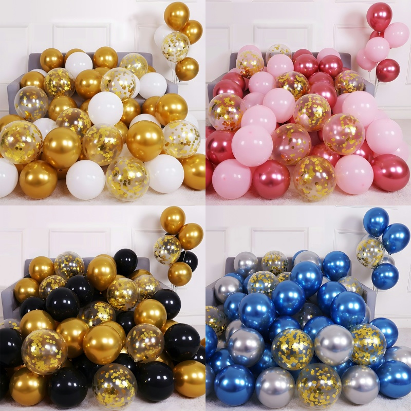 Balloons Set Confetti Sequins Balloon Chrome Metallic Balloon Happy ...