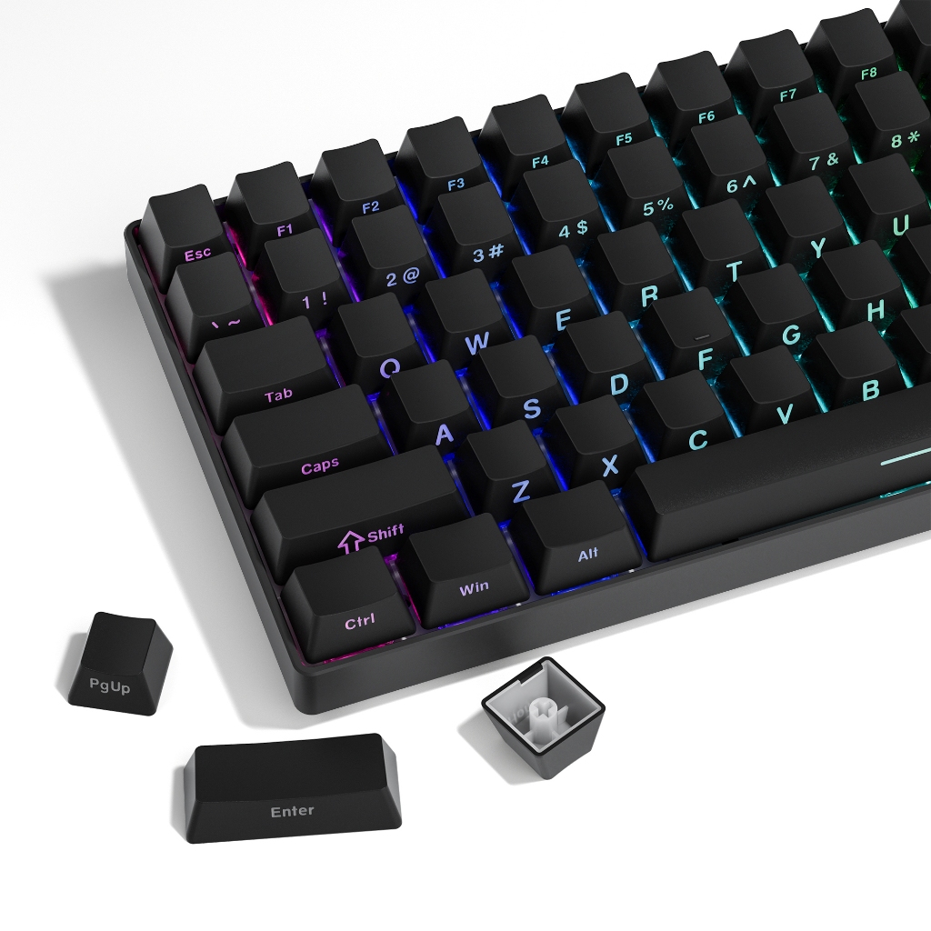 136 Key Black Shine Through PBT keycaps Double Shot Side Print Backlit ...