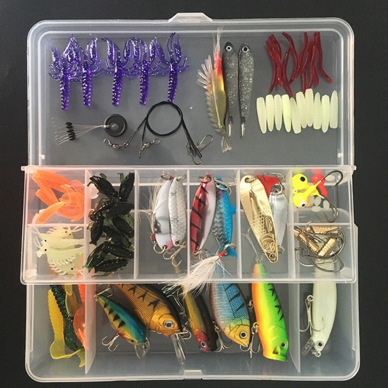 100 Pieces Lure Bait Set Metal vib Hard Bait Minnow Sequins Simulation Bait Fish Hook Fishing ...