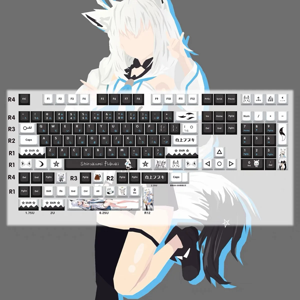 Shirakami Fubuki Key Cap Hololive Vtuber Key Cover PBT DYE Sublimation ...
