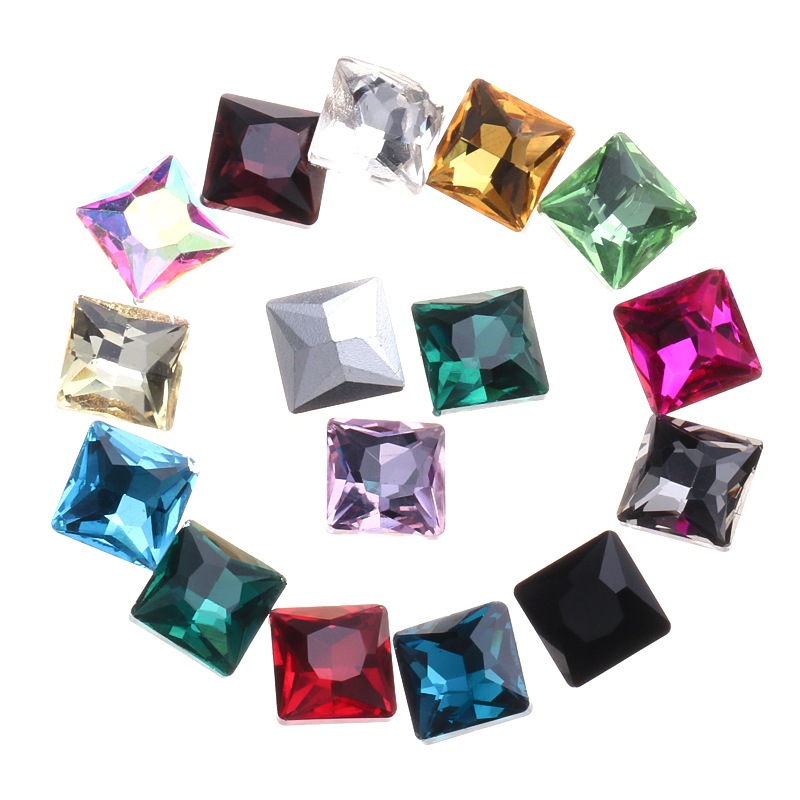 High Quality Square Shape 12mm 14mm Glass Rhinestone Shiny Crystal for ...