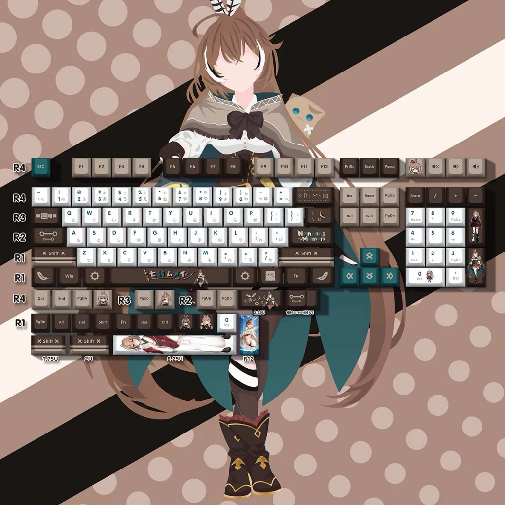 132 Keys Nanashi Mumei keycaps PBT Vtuber Hololive Key cap DYE ...