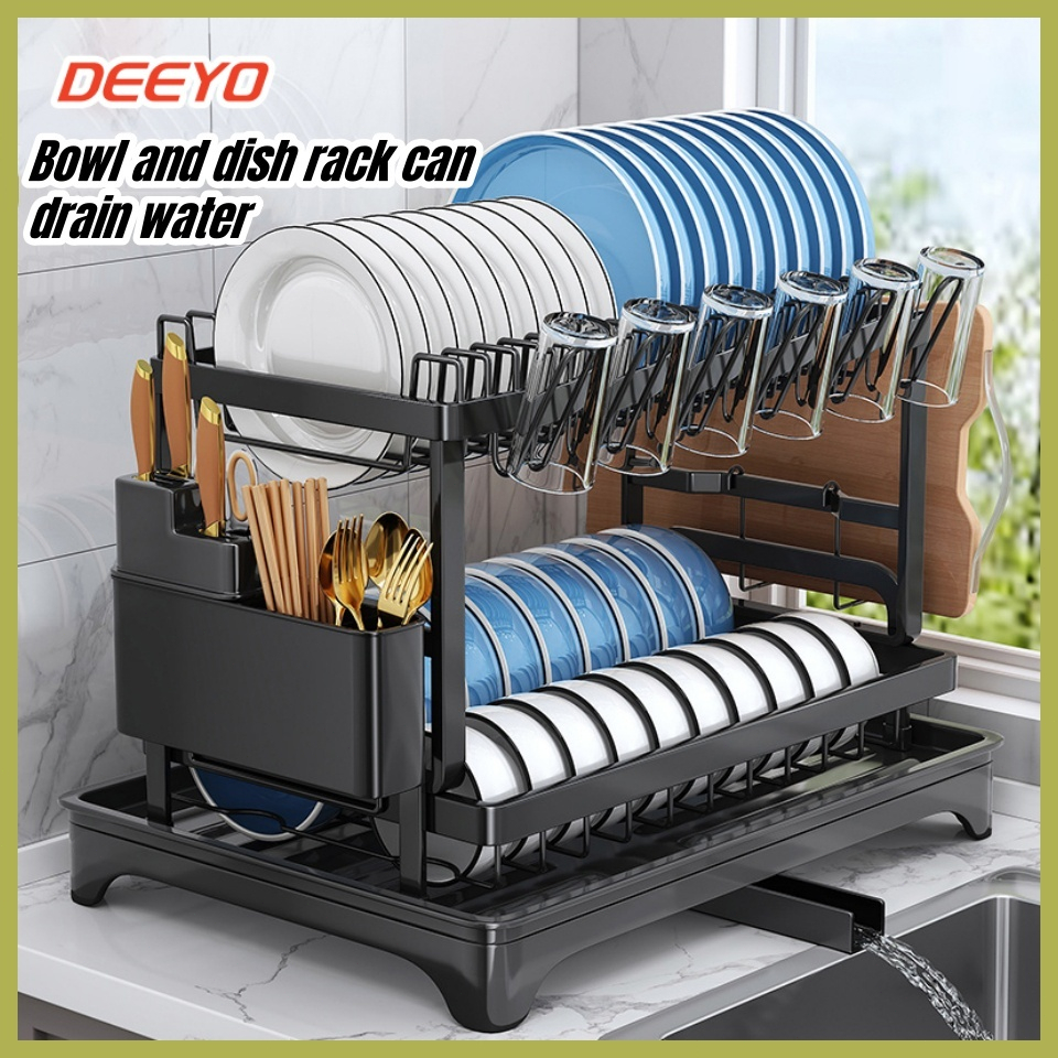 DEEYO Dish Rack With Drainer Kitchen Organizer With Cup Rack Holder ...