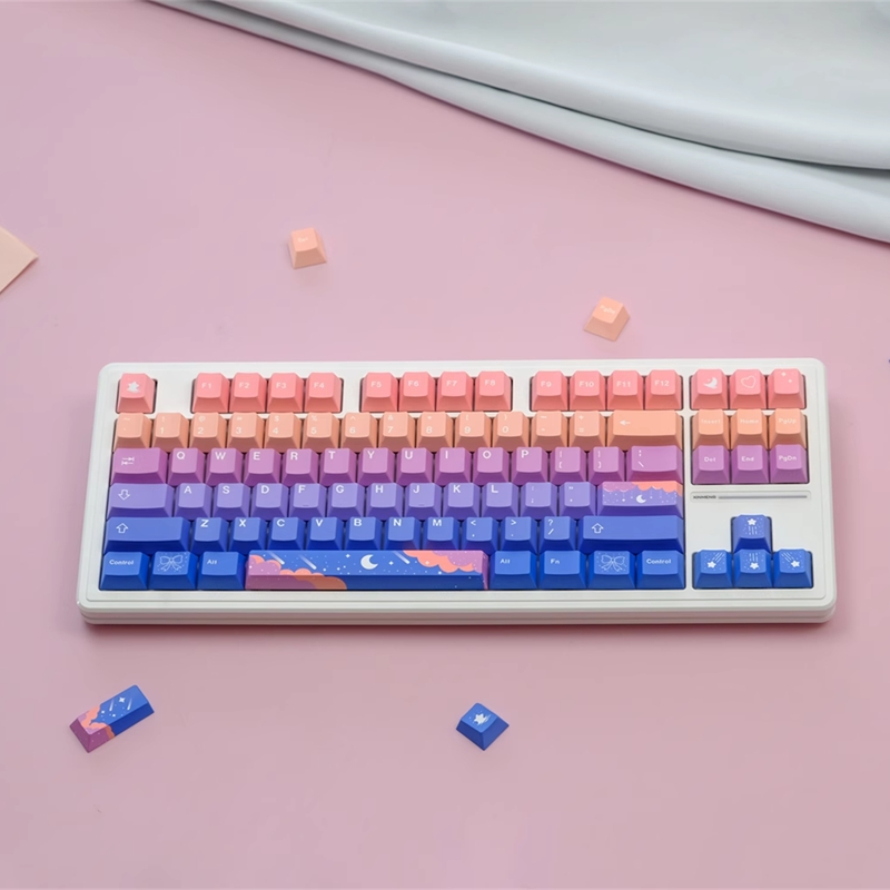【Keycap Only】Stars Moon Keycap Cherry Profile 129 Keys PBT Five-Sided ...