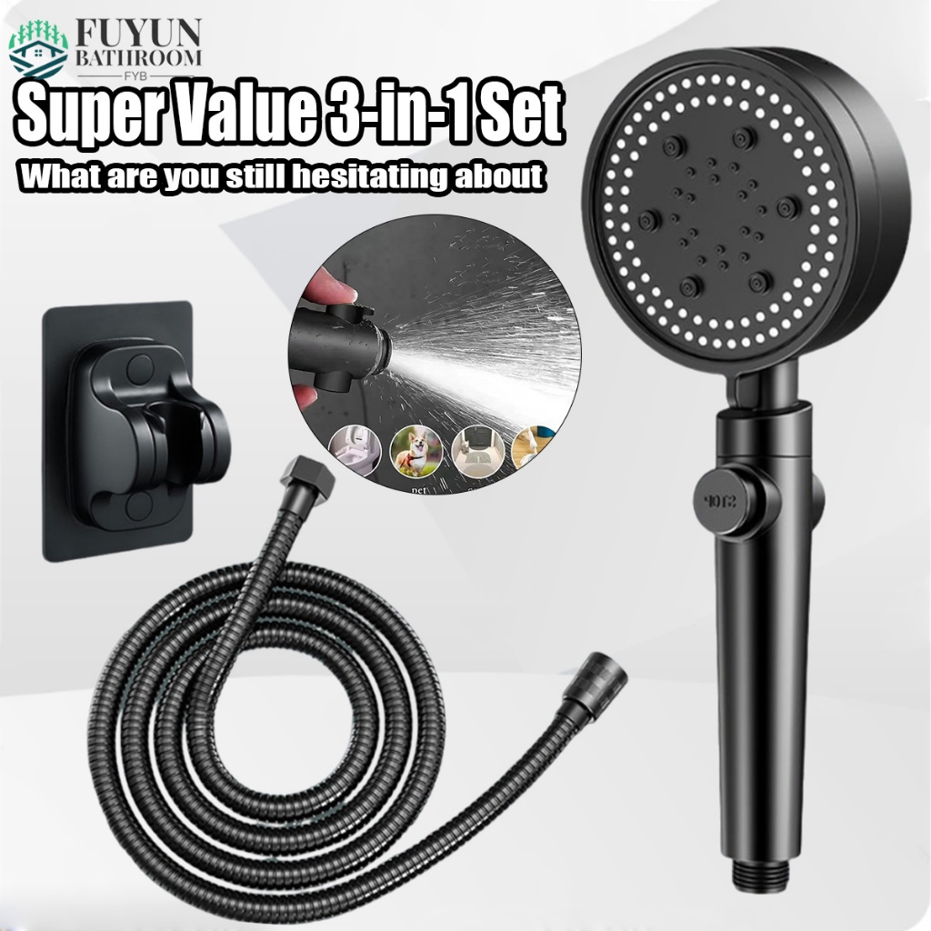 3 in 1 Shower Head Set 5-speed Booster Shower with Hose Portable ...