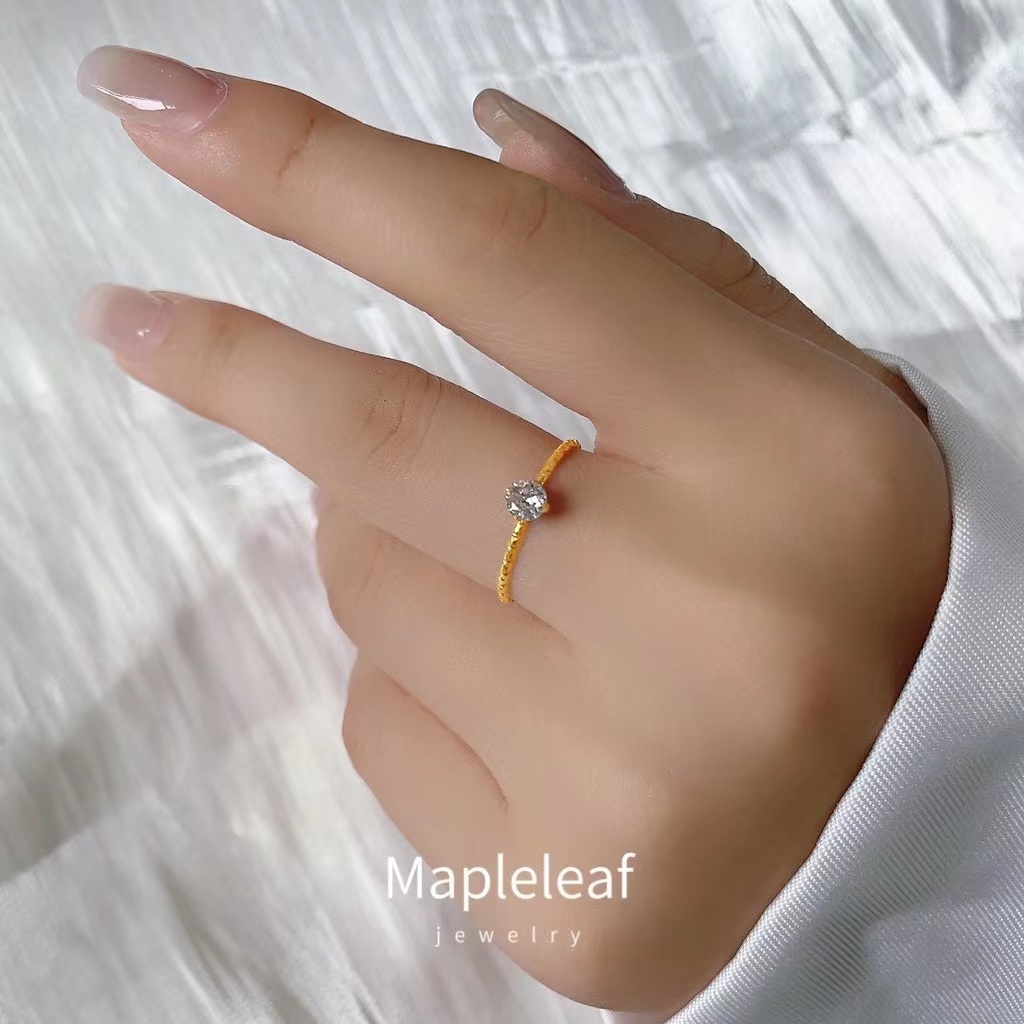 Original 18K Saudi Gold Pawnable Mini Diamond Women's Ring Accessories Jewelry Gifts ...