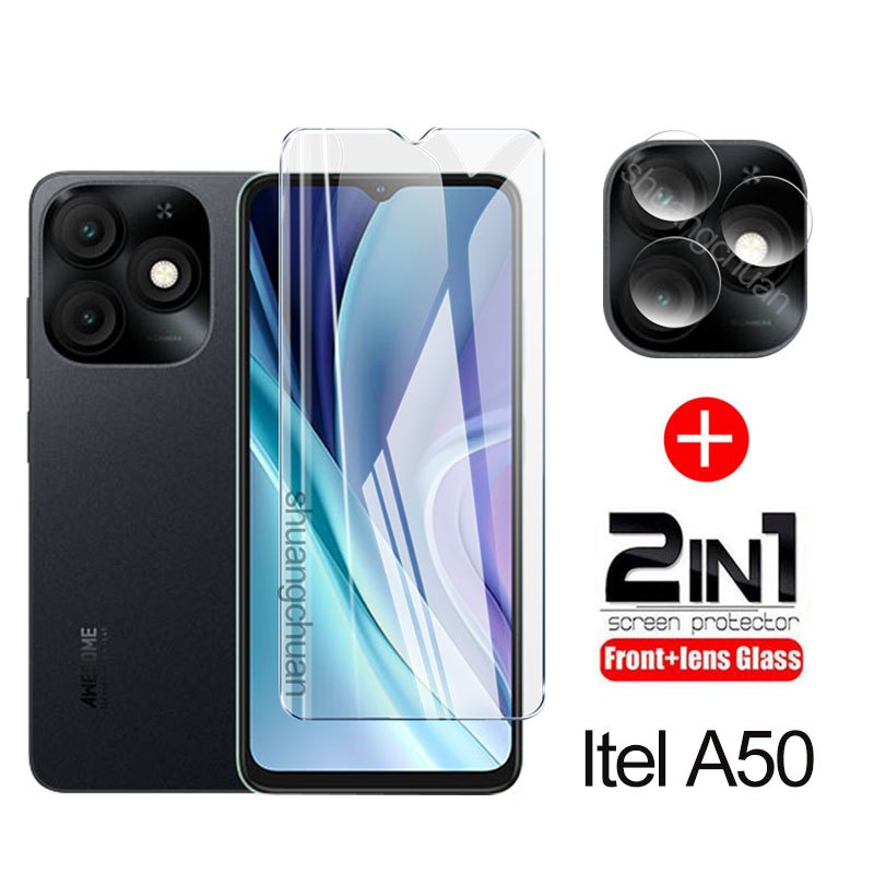 2in1 For itel A50 tempered glass +camera lens film itel A70 A60 3D ...