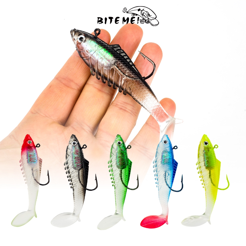 10cm/19g Fishing Soft Lure Pre-Rigged Jig Head Soft Paddle Tail ...