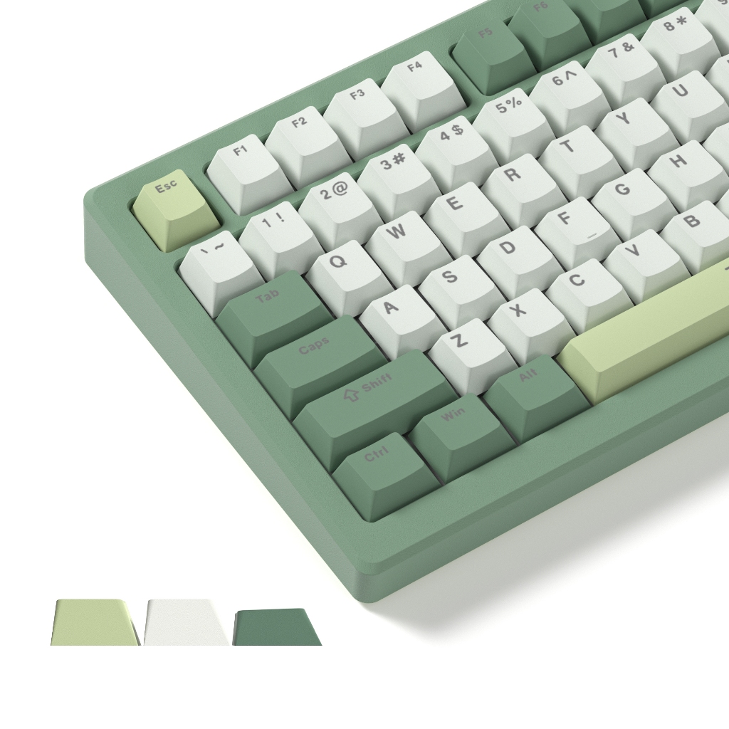 140 Keys Milk Green Cherry Profile Keycaps Cover Shine Through Gradient ...