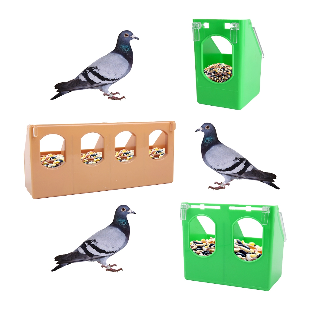 Hanging Pigeon Feeder 1/2/4 Slots Hanging Parrots Feeder with Lids for ...