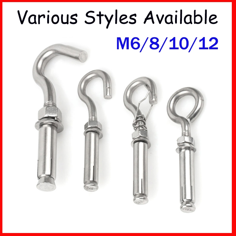 M6 M8 M10 M12 Expansion Hook 304 Stainless Steel Open Hook Screw Anchor ...