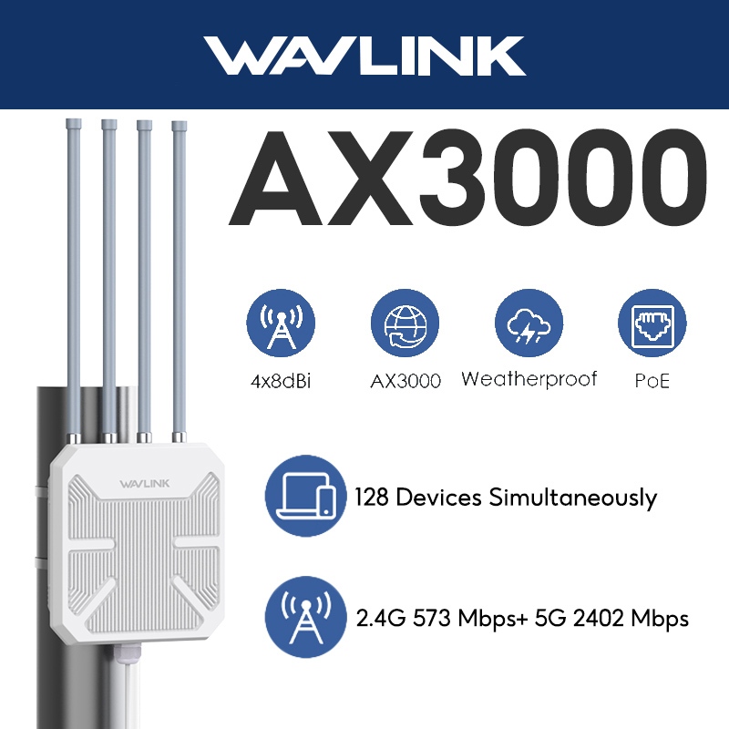 WAVLINK AX3000 Outdoor Access Point Wifi Long Range Extender Router ...