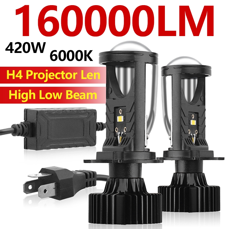 Roadsun 2Pcs Super Bright H4 LED Car Headlight Bulbs LHD Projector Lens 160000LM Mini Projector ...