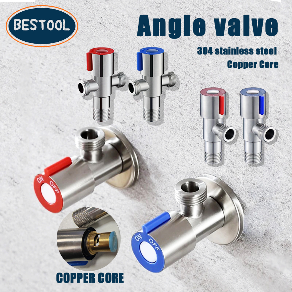 304 Stainless Steel Angle Stop Valve with Switch 1/2”Cold Hot Water ...