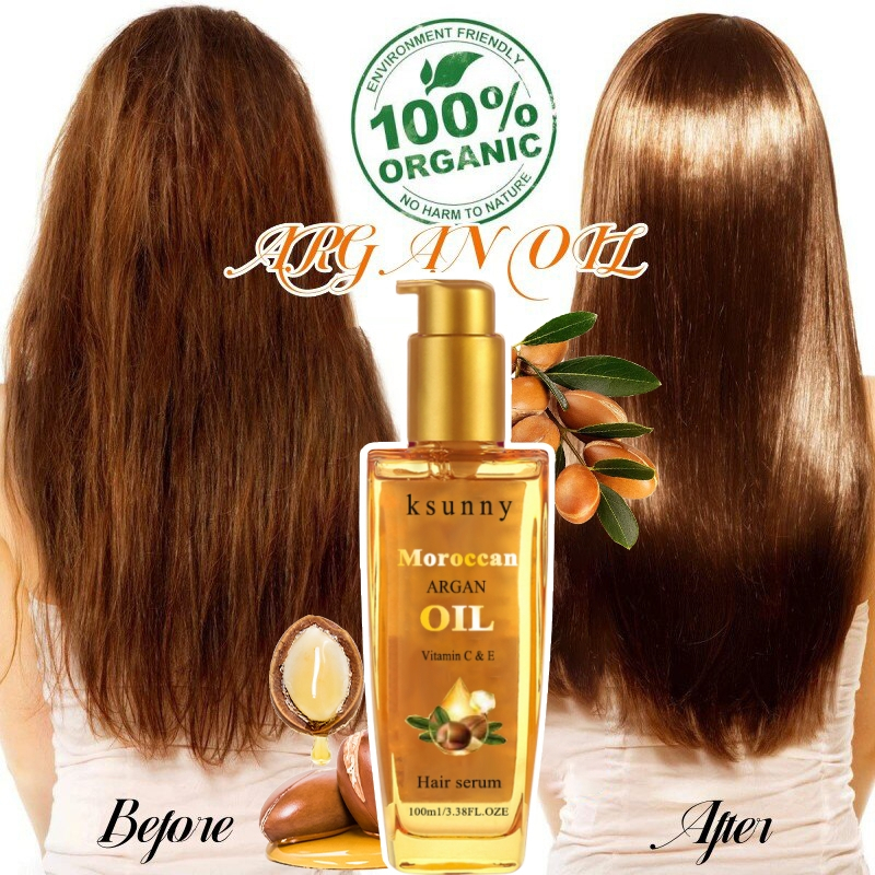 Ksunny Moroccan Argan Oil Hair Serum Vitamin E for Dry Frizzy Newly ...