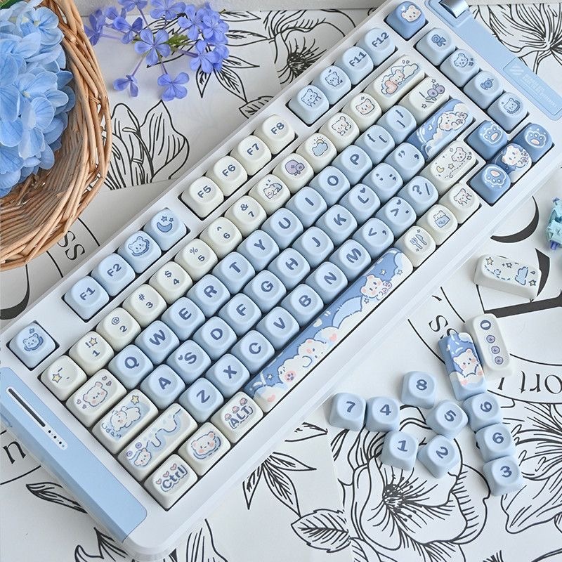 Ice Cream Bear Keycaps 132 Keys MOA Height PBT Material Keycap Thermal ...