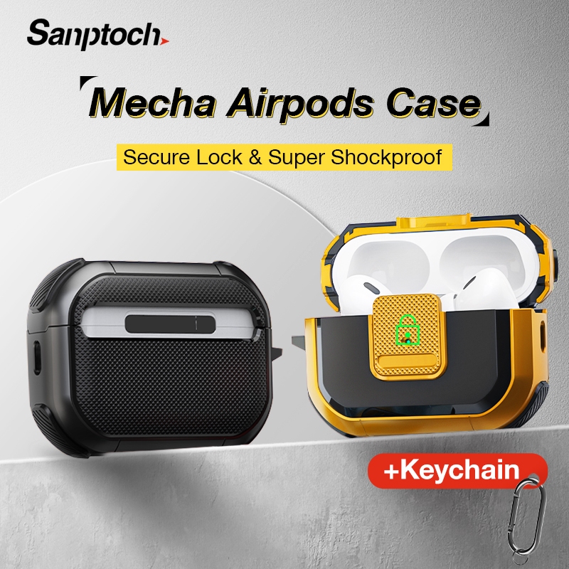 Sanptoch Mecha Hard Case For Airpods Pro 2nd / 3rd / 2 / 1 With Lock ...