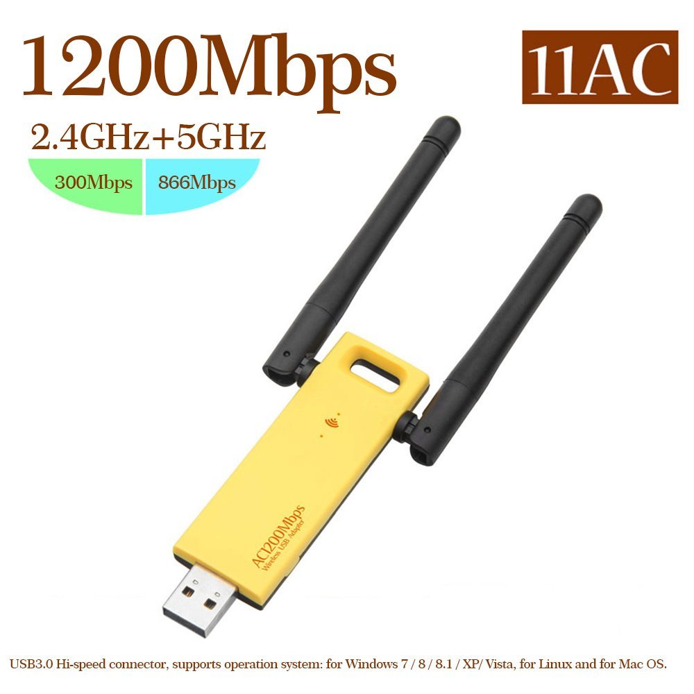 1200Mbps Wireless Network Card USB 3.0 Wifi Adapter Antenna Dual Band ...
