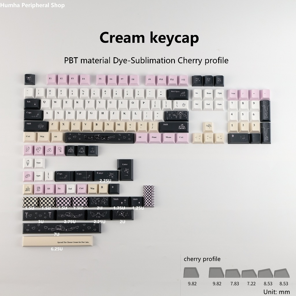 Humha Cream keycap PBT material Dye-Sublimation Cherry profile ...