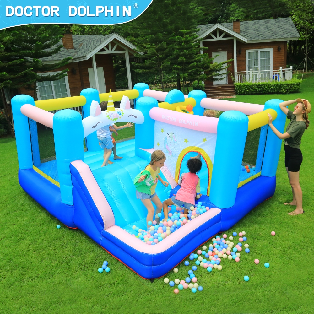 【STOCK】Dortor Dolphin Castle Toy Inflatable Playground For Kids Slide ...