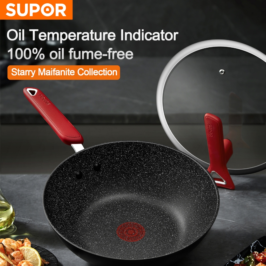 Supor Granite Stone Wok Pan Non Stick with Lid 30cm Suitable for All ...