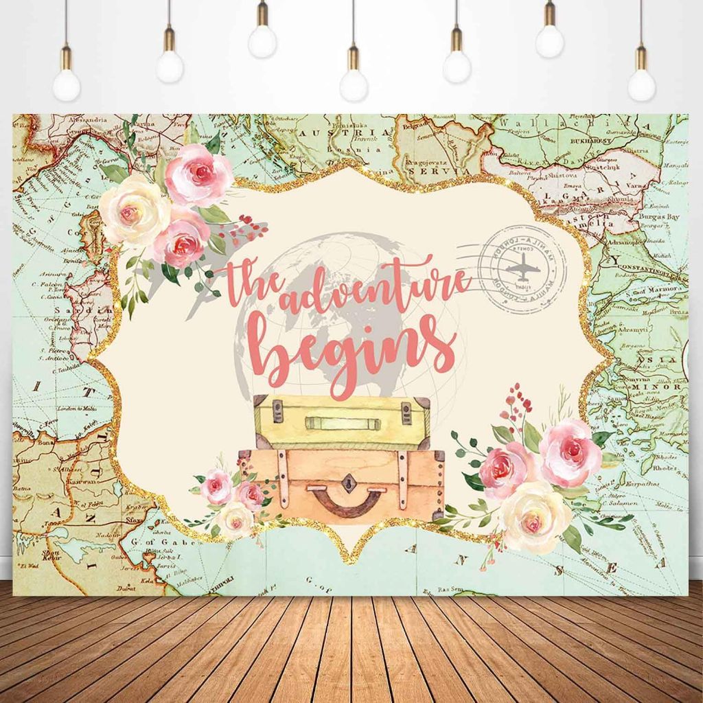 The Adventure Begins Backdrop Global Travel Backdrops World Map ...
