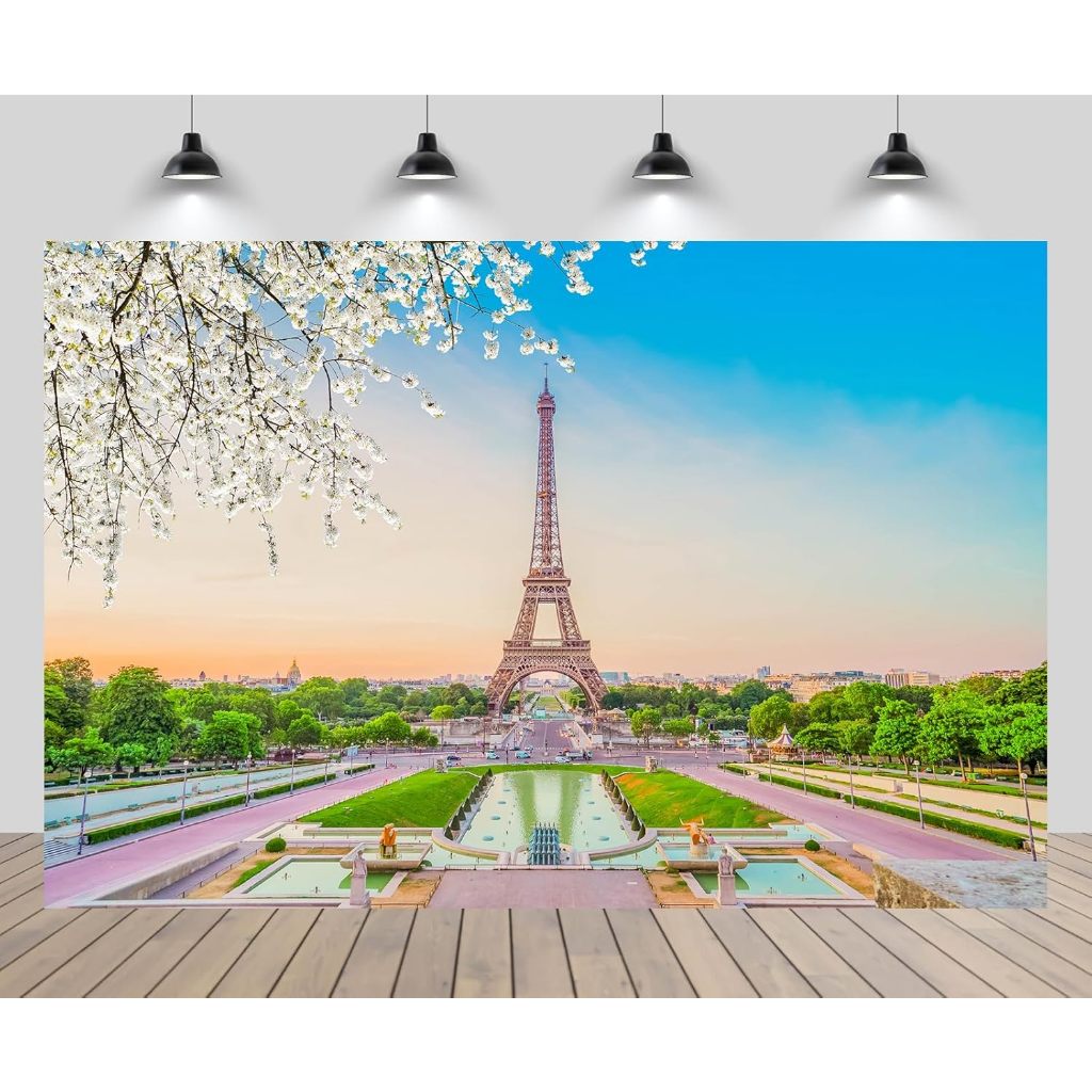 7ftx5ft Eiffel Tower Backdrop Garden at Spring Sunset in Paris, France ...