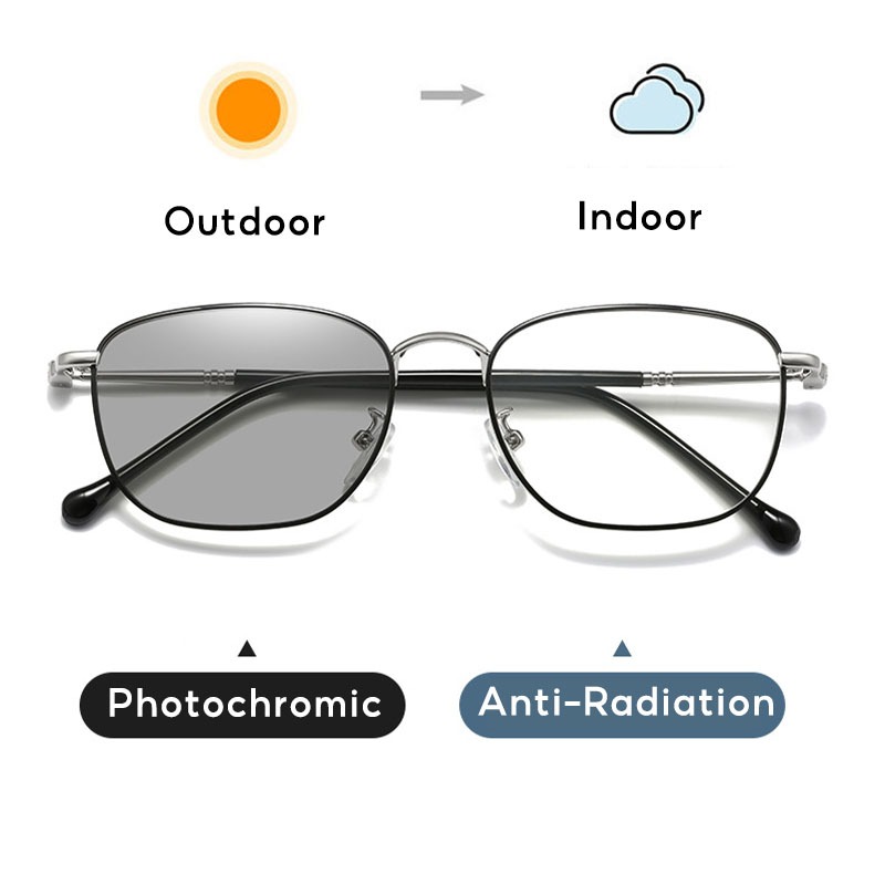 3 In1 Photochromic Anti Blue Light Anti Reading Eyeglasses Metal ...