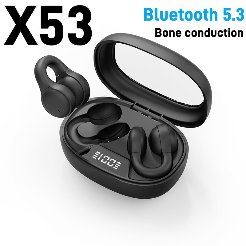 X53 TWS Wireless Earphone Bluetooth 5.3 Headset With Mic Touch Control True bone conduction ...