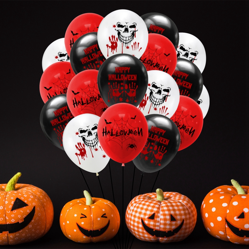 19pcs Red Black Balloons Halloween Decorations Trick or Treat Blood ...