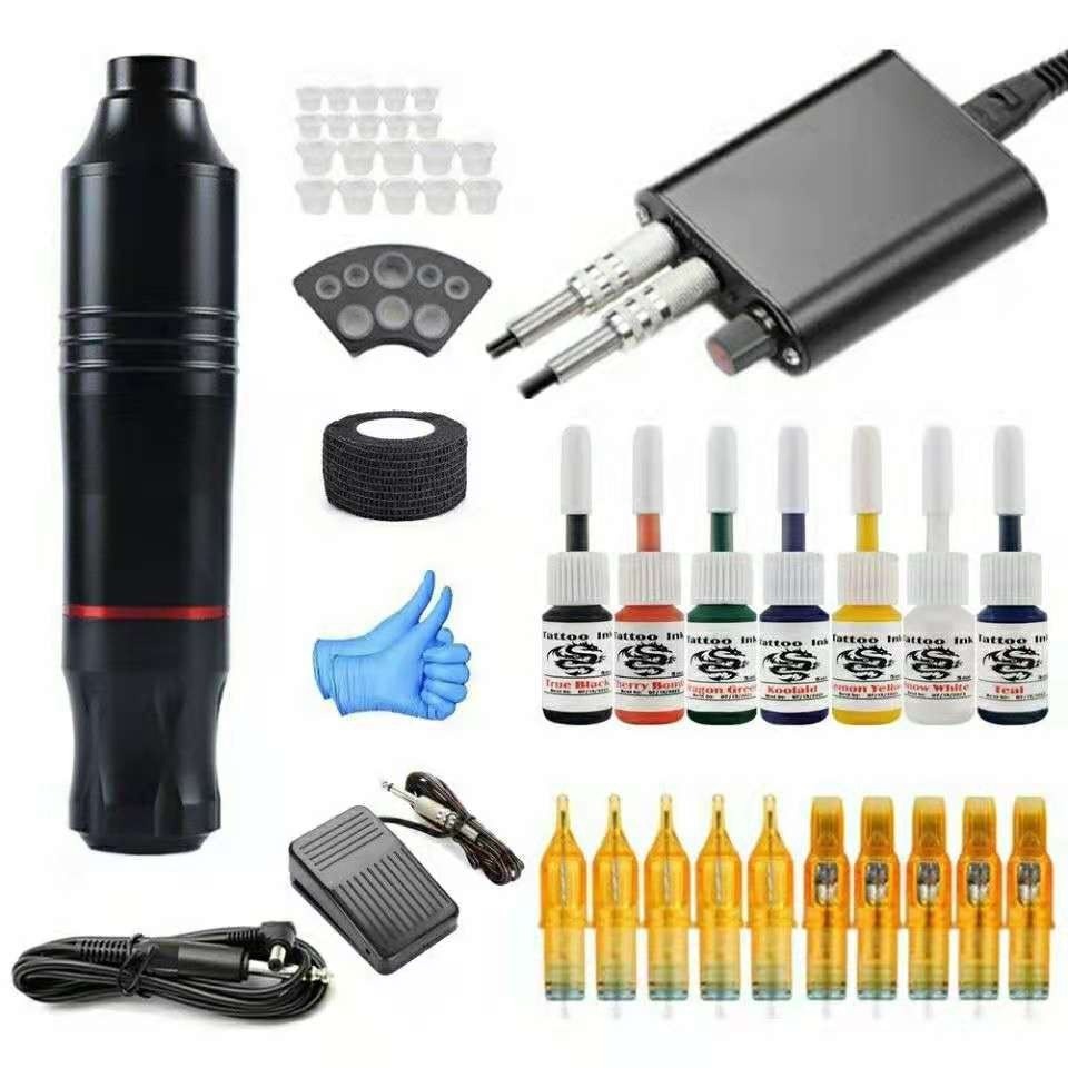Professional Tattoo Kit Tattoo Power Supply Foot Pedal 10 Tattoo ...