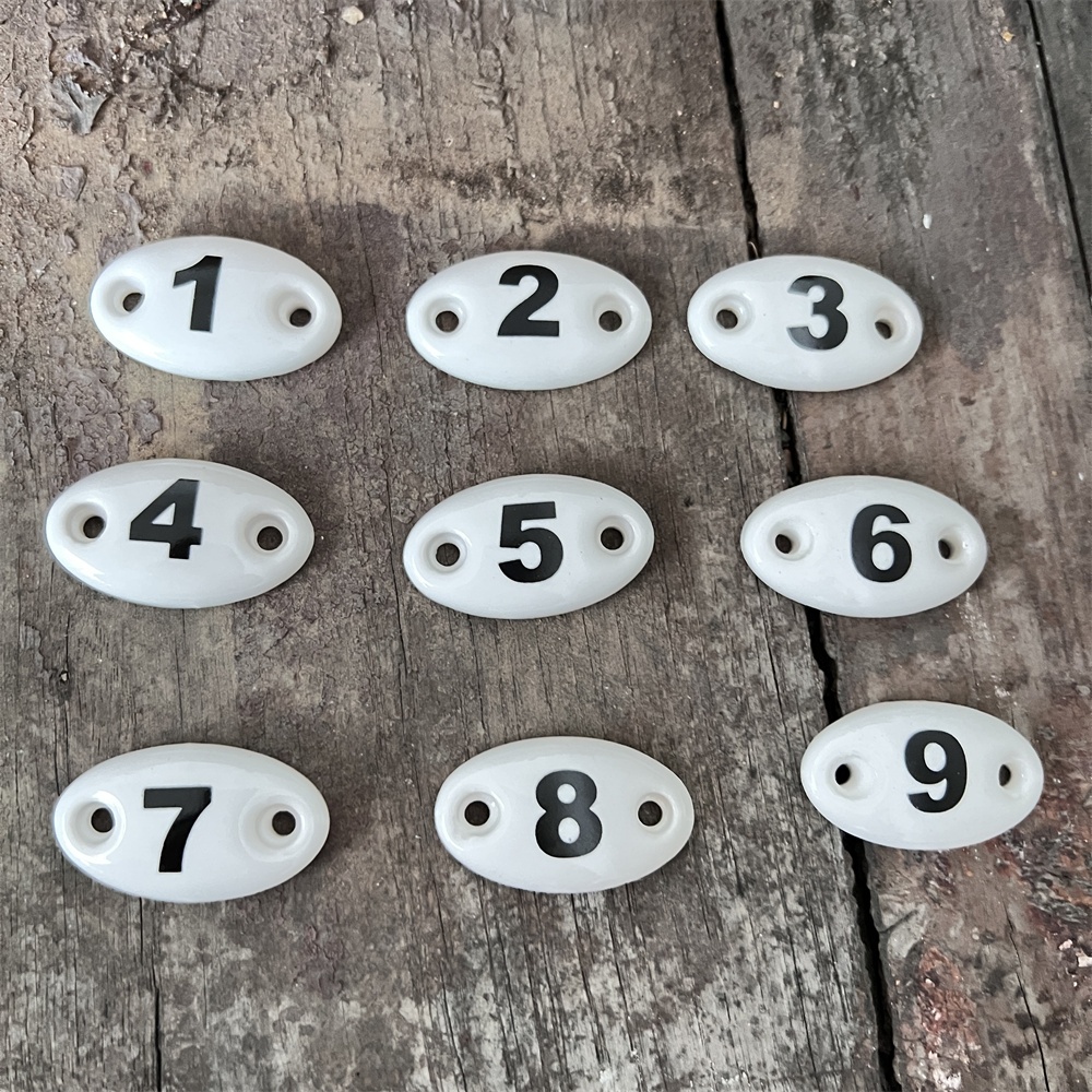 Oval Ceramic 0-9 Number Sign Tiles for Cabinet Coat Hooks Woodworking ...