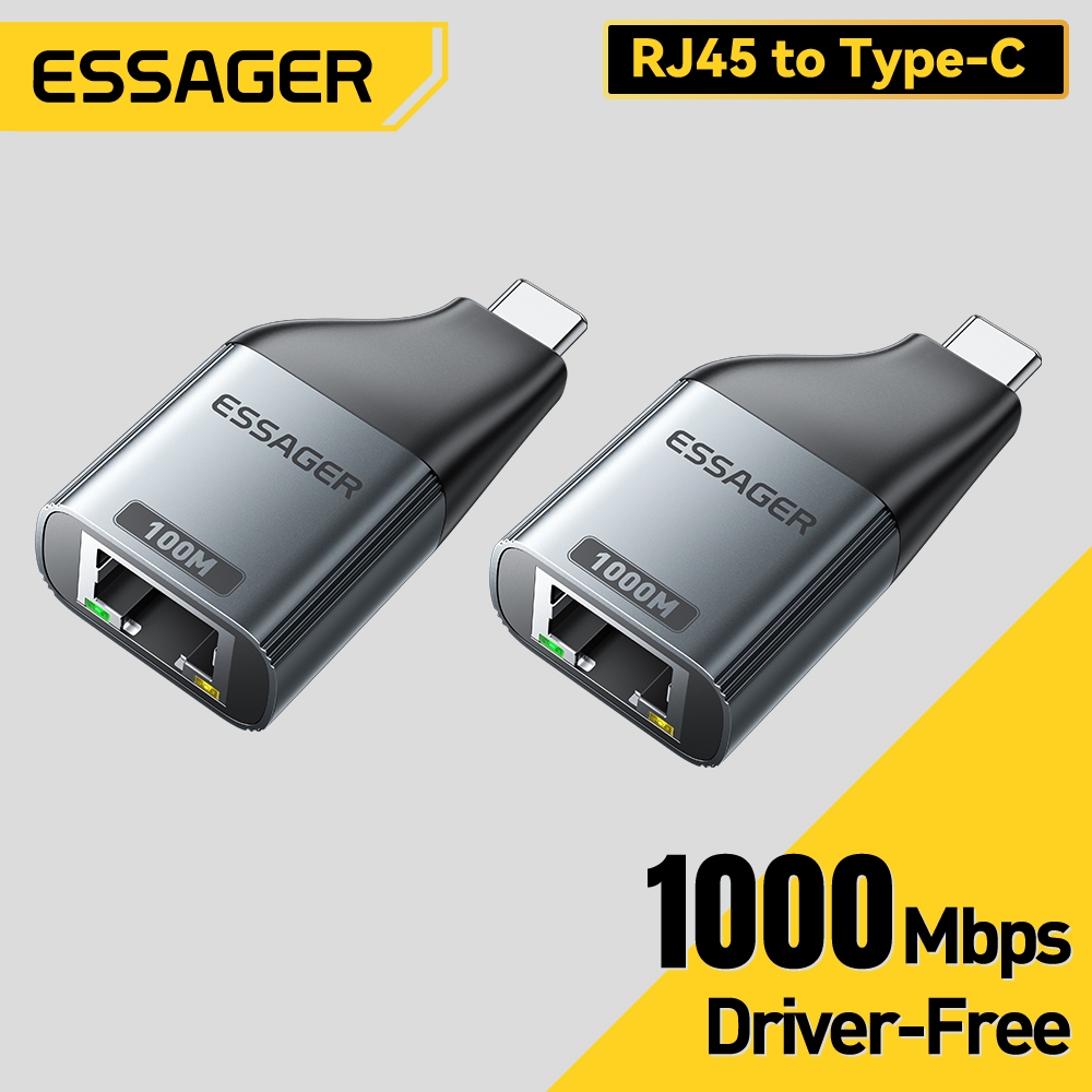 ESSAGER Aluminum alloy Type-C network port adapter support computers ...