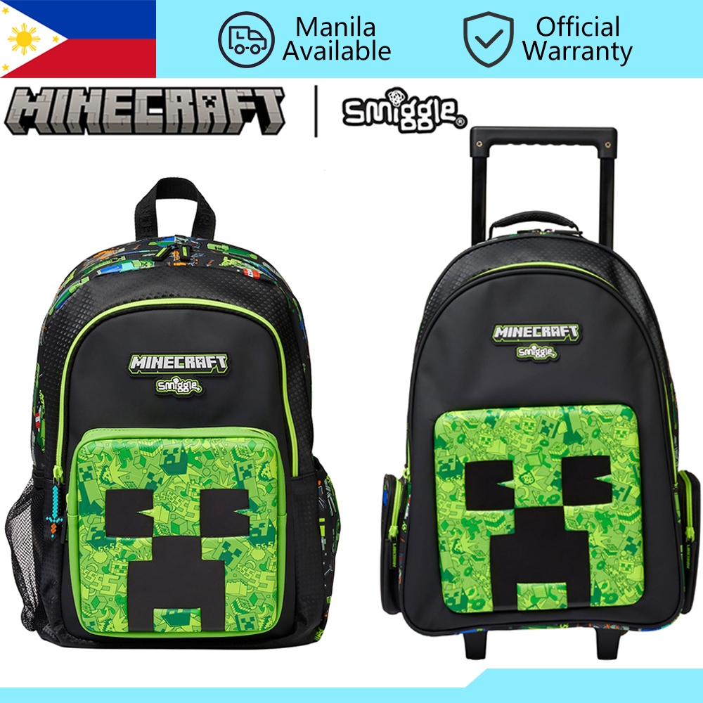 Smiggle Minecraft Trolley Backpack With Light Up Wheels | Shopee ...