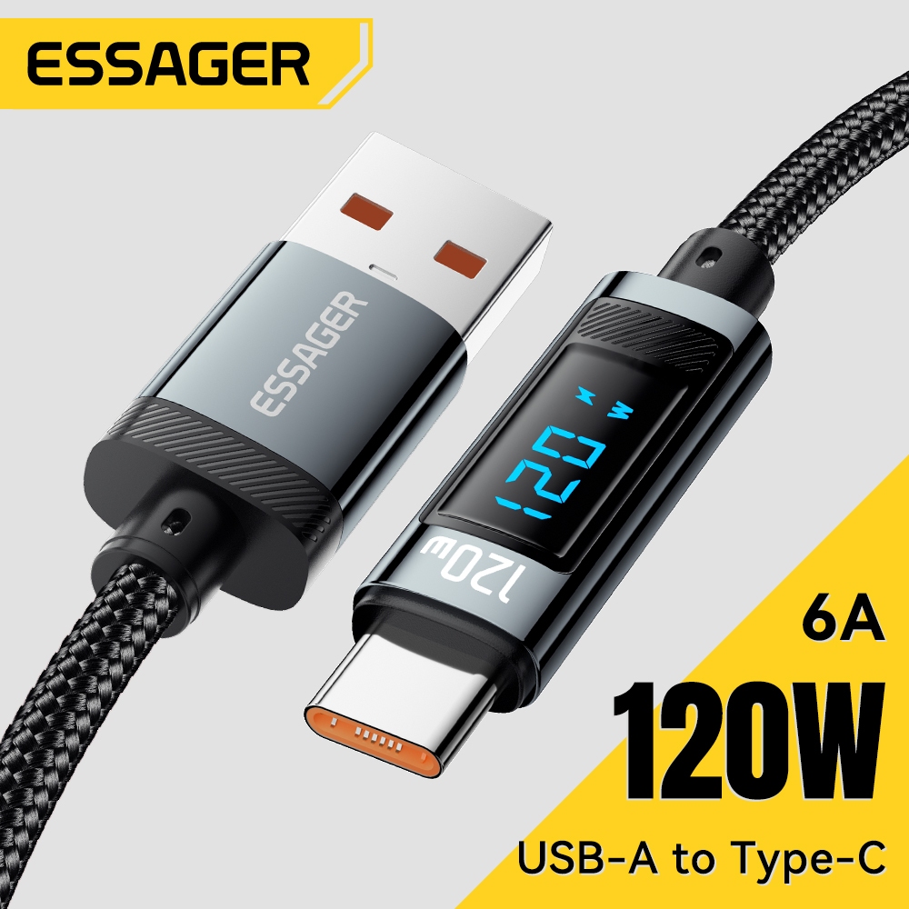ESSAGER 120W A-C aluminum alloy digital display data cable 6A Fast ...