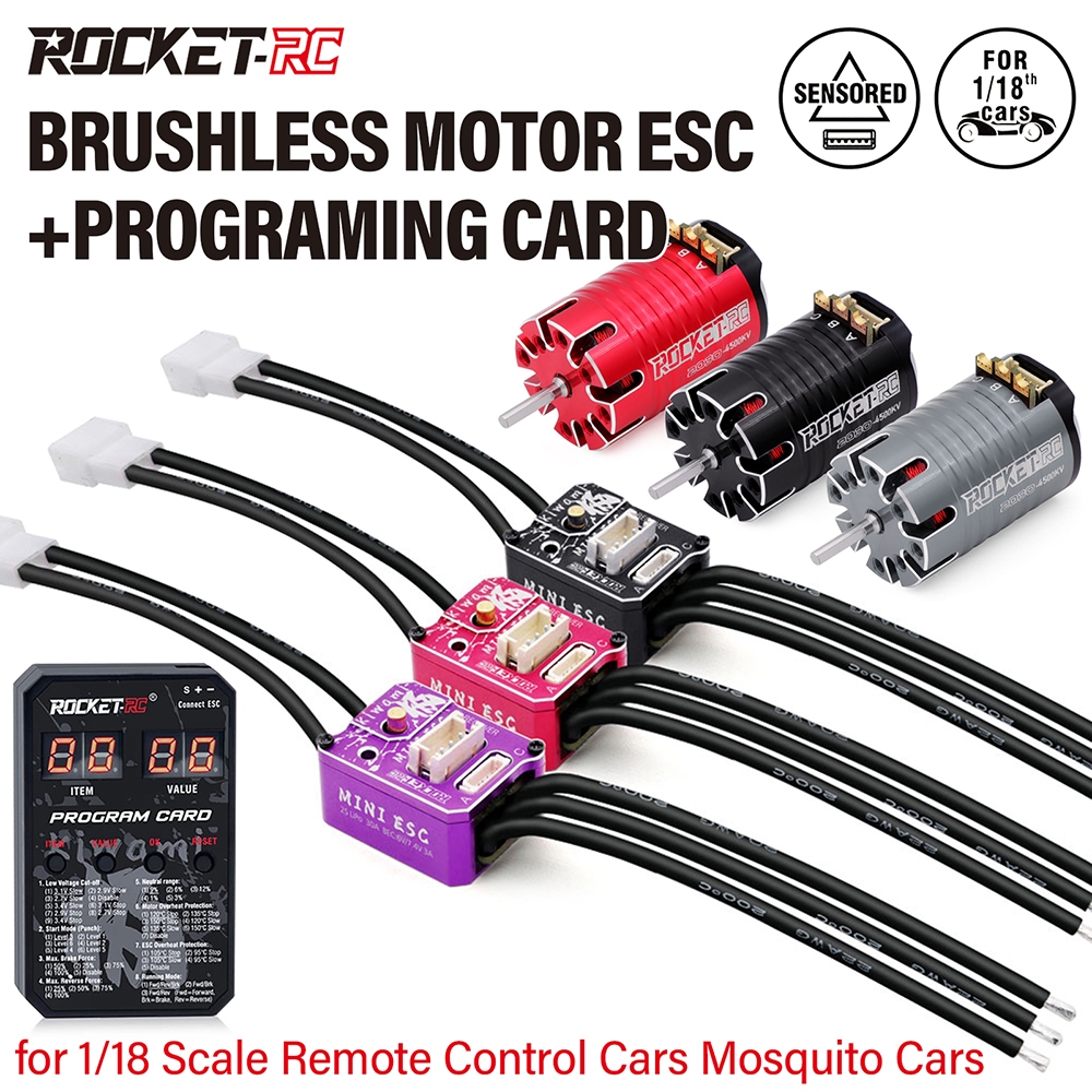 ROCKET-RC Brushless Motor ESC Combo for TRX4M 1/18 RC Car Sensored Mini ...