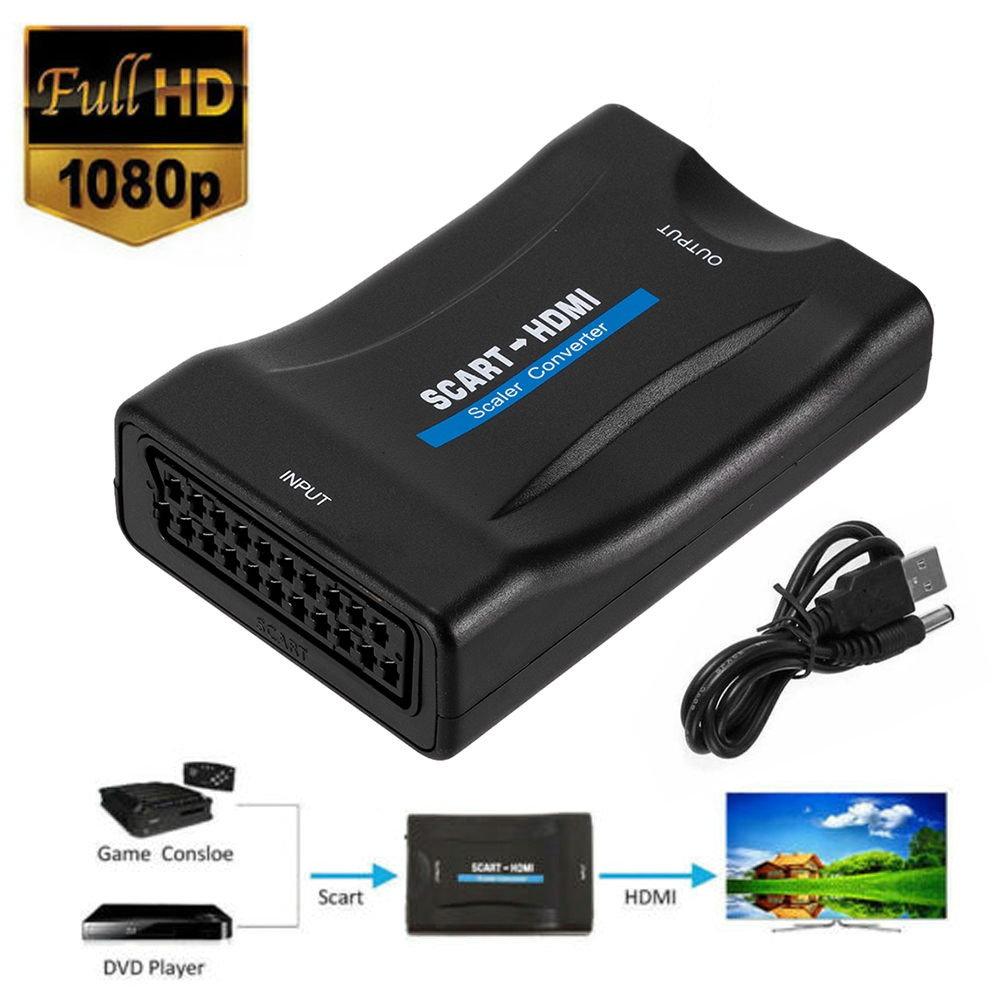 1080P SCART To HDMI-compatible Video Audio Upscale Converter Adapter ...