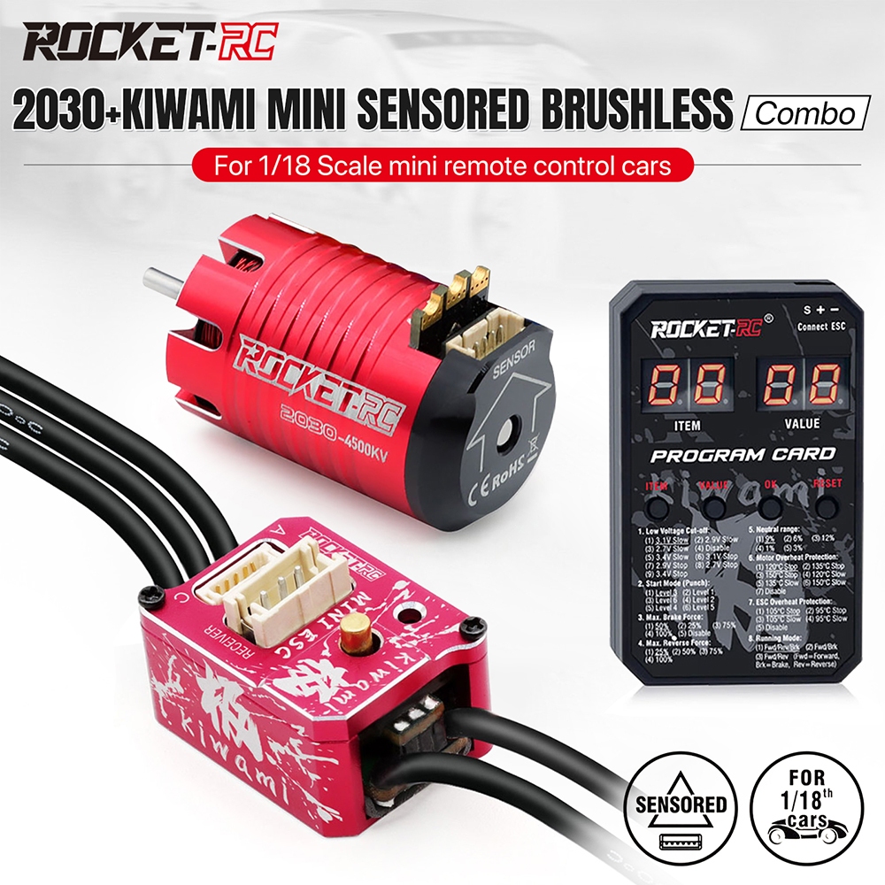 ROCKET-RC 30A Brushless ESC with LED Programing Card Combo for 1/18 RC ...