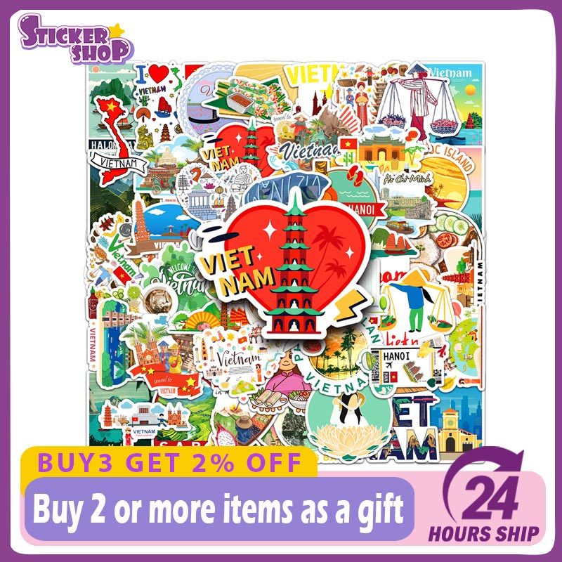 50pcs Travel Commemorative Vietnam Scenery Sticker Hanoi Ho Chi Minh ...