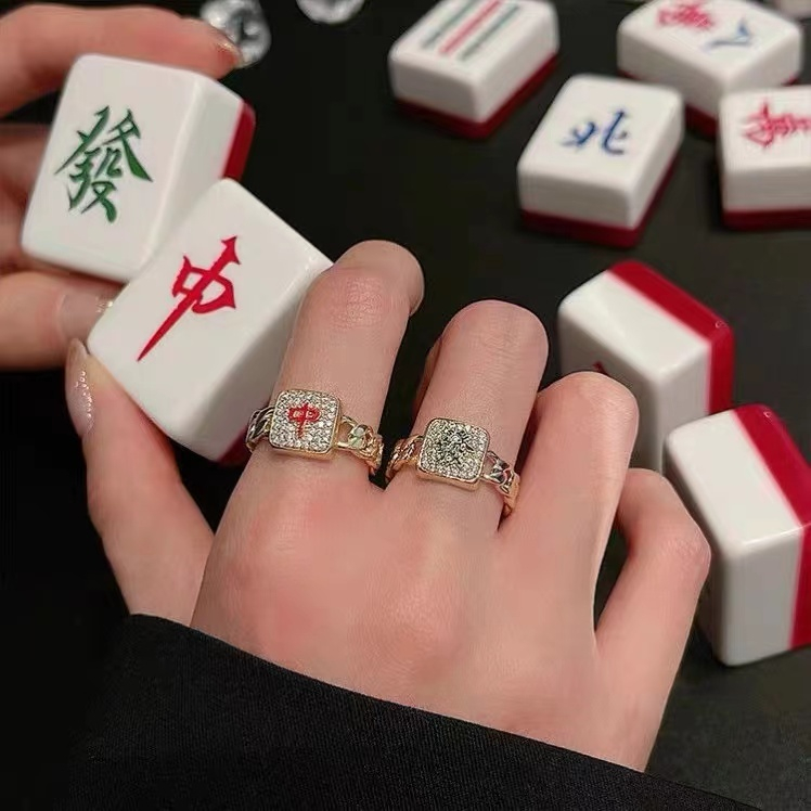 Mahjong Red Get Rich Ring Niche Design Unique Index Finger Ring Ring ...