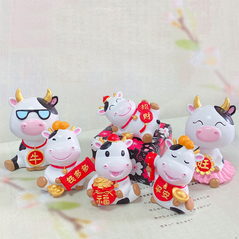 6cm Cartoon Cow Birthday Cake Topper Farm Animals Birthday Cow Cake ...