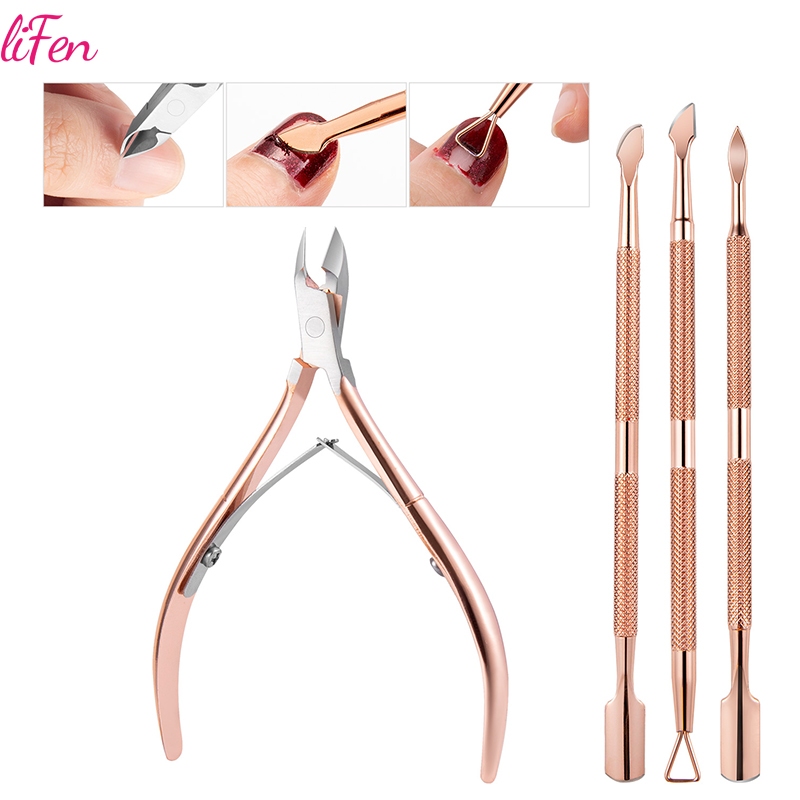 LIFEN Nail Clipper Portable Stainless Steel Nippers Set Cuticle Pusher ...